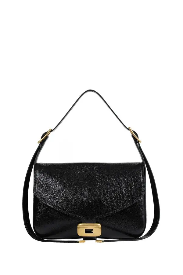 Balenciaga Clicca Leather Medium Shoulder Bag - Black