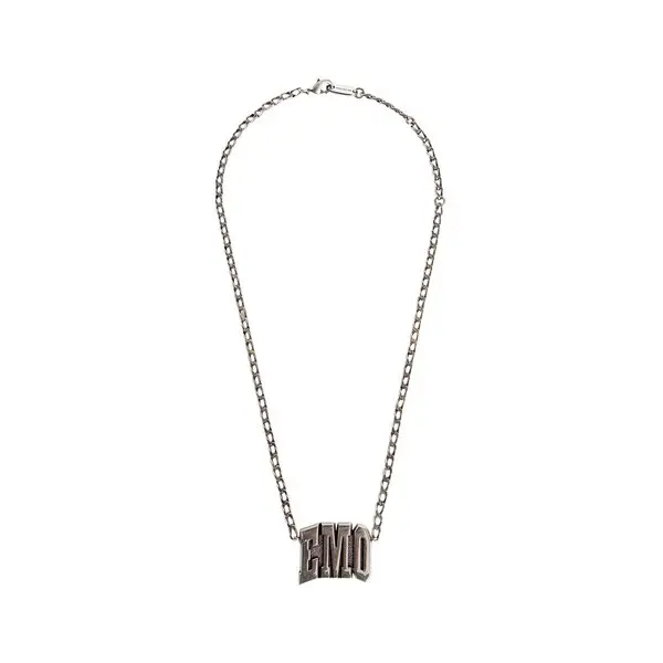 Balenciaga 3-letter Emo Pendant Necklace - Silver
