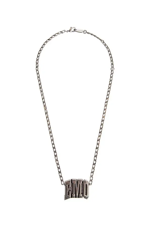 Balenciaga 3-letter Emo Pendant Necklace - Silver