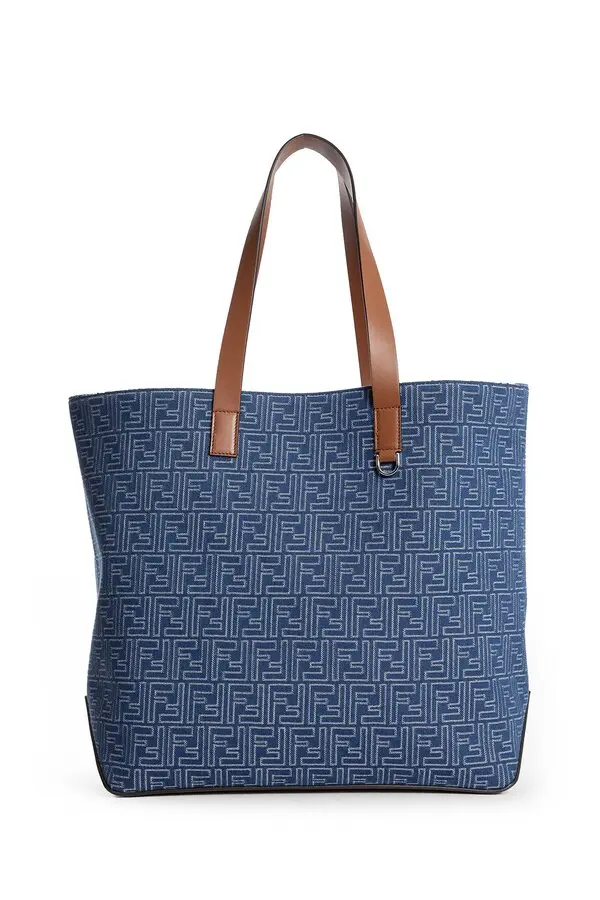 Fendi Denim-effect Ff Jacquard Shopping Bag - Blue