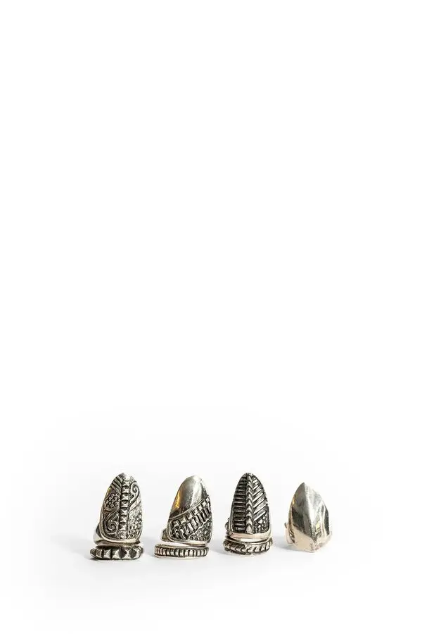 KD2024 Set Of Four Engraved Nail Rings - Silver