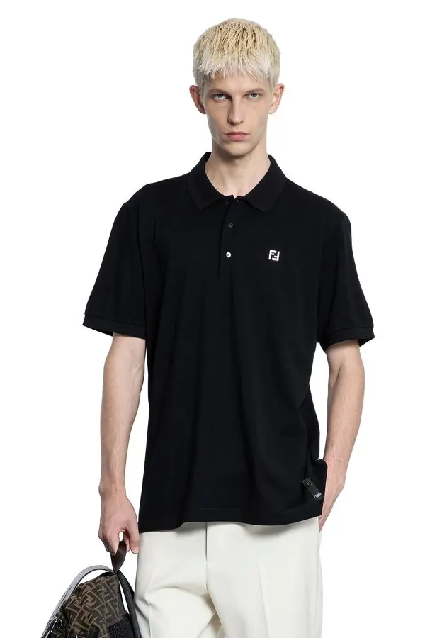 Fendi Ff Cotton Piqué Polo Shirt - Black