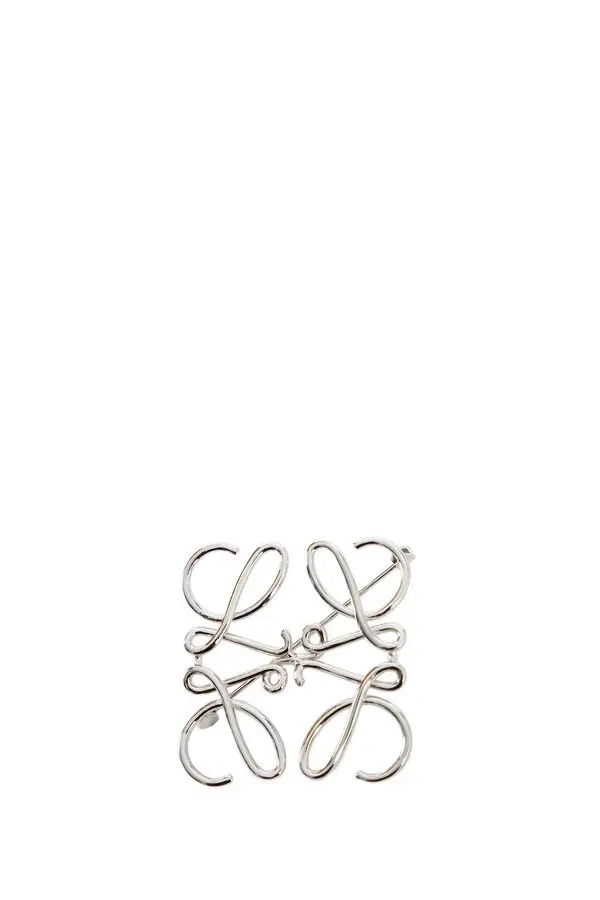 Loewe Palladium Plated Brass Anagram Brooch - Silver