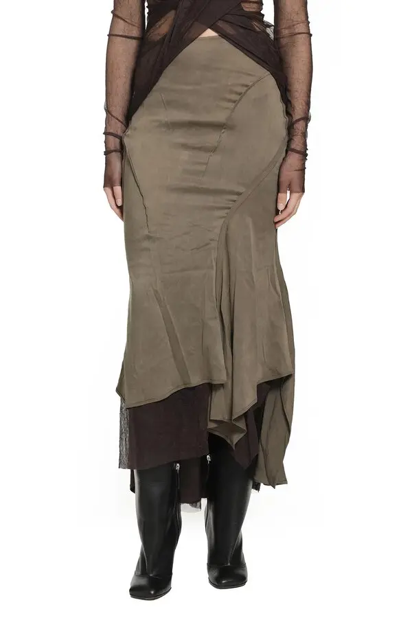 YEHUAFAN Layered Silk Skirt