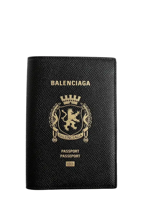 Balenciaga Logo Passport Holder - Black