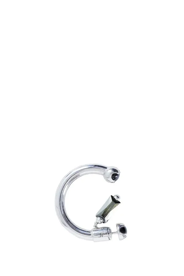 ALAN CROCETTI Single Earring With Onyx And Green Crystal Charm - Silver