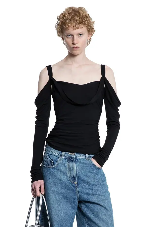 Attico Crêpe Viscose Top With Ruched Detailing