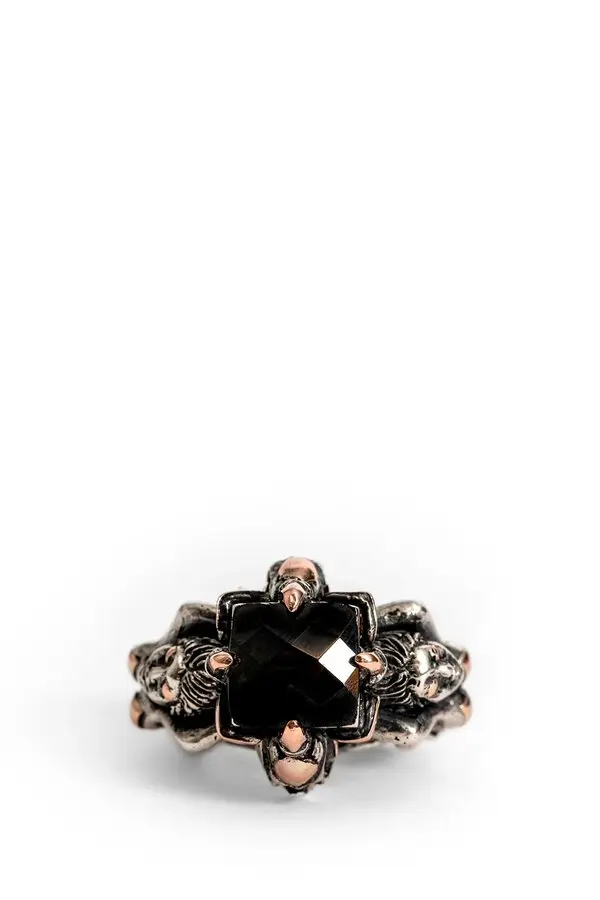 KD2024 Skull And Mermaid Sterling Ring With Onyx
