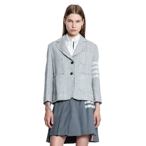 Thom Browne Tweed Fray 4-bar Cropped Sportcoat