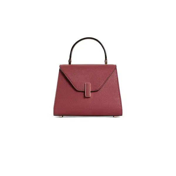 VALEXTRA Top Handle Bag With Signature Black Lacquered Costa Edges