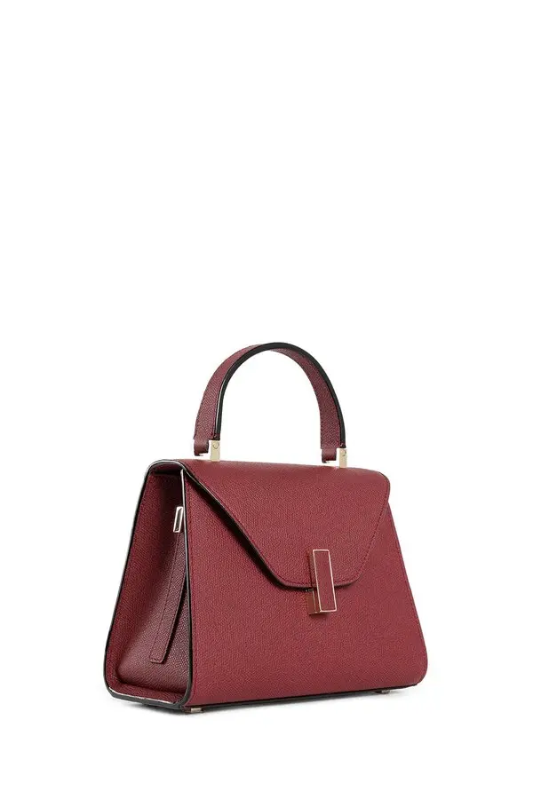 VALEXTRA Top Handle Bag With Signature Black Lacquered Costa Edges