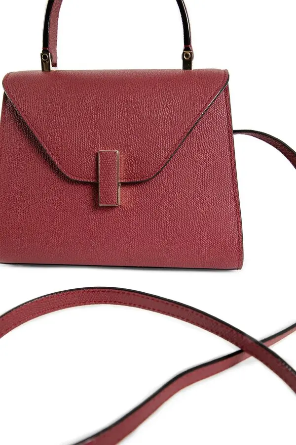 VALEXTRA Top Handle Bag With Signature Black Lacquered Costa Edges