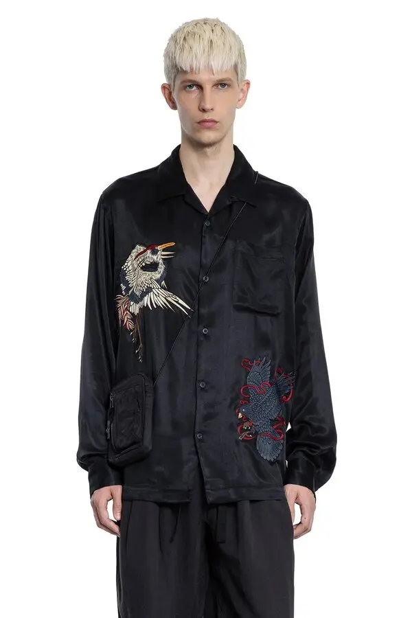MAHARISHI Crow And Heron Camp Collar Shirt