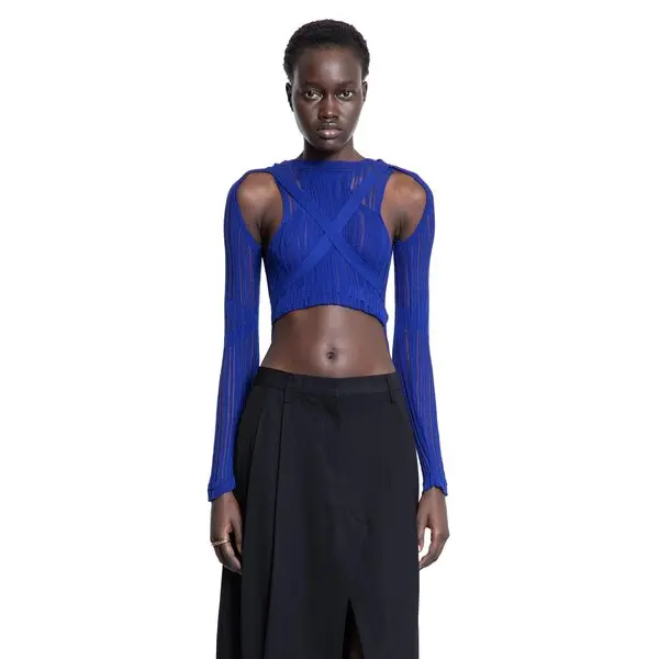 HALOS Asymmetrical Striped Knit Top