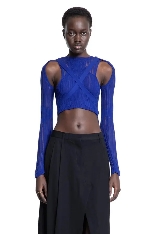 HALOS Asymmetrical Striped Knit Top