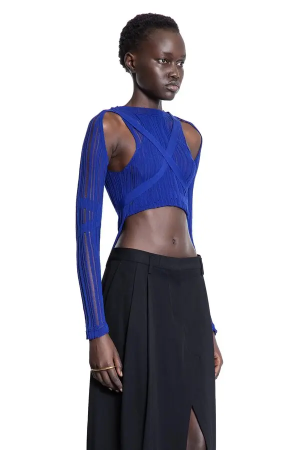 HALOS Asymmetrical Striped Knit Top