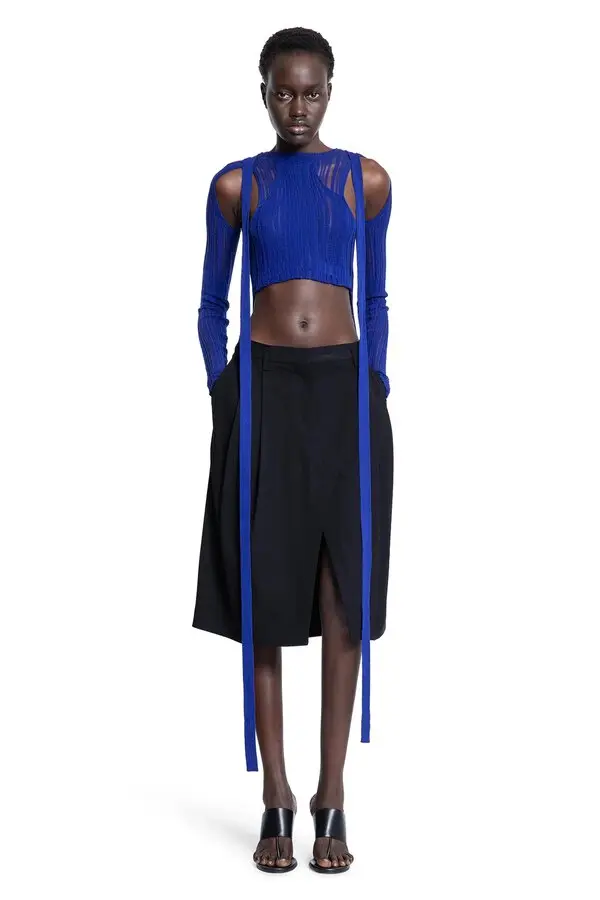 HALOS Asymmetrical Striped Knit Top