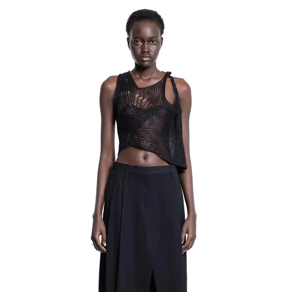 HALOS Asymmetrical Crochet Knit Sleeveless Top