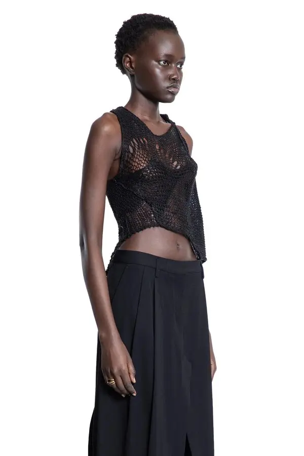 HALOS Asymmetrical Crochet Knit Sleeveless Top