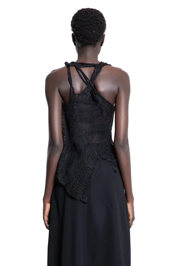 HALOS Asymmetrical Crochet Knit Sleeveless Top