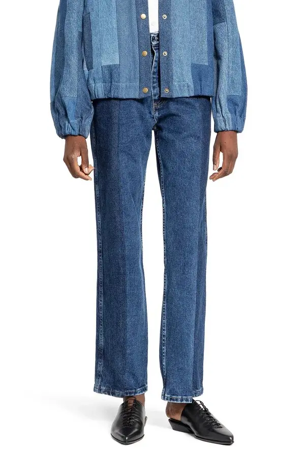 E.L.V. DENIM Paneled High-waisted Straight Leg Jeans