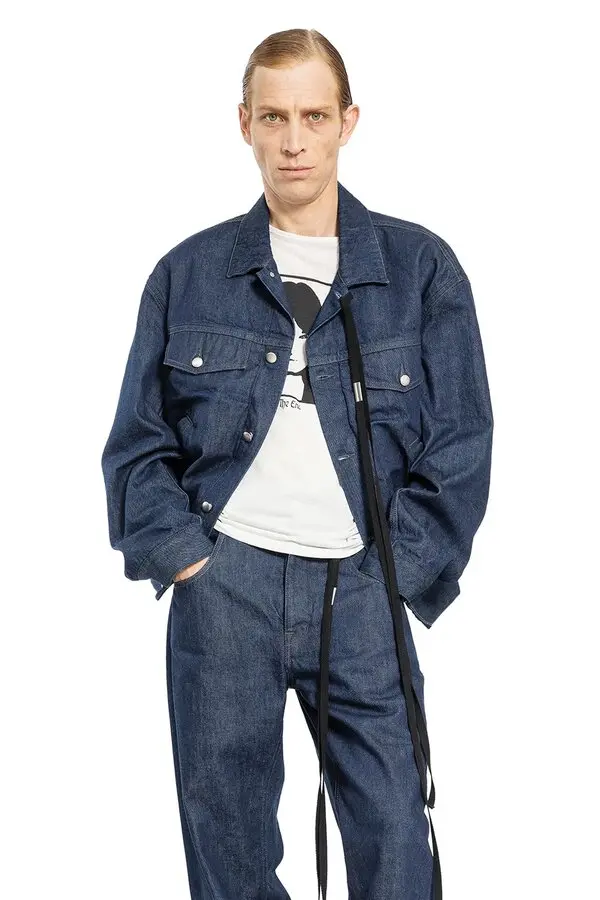 ANN DEMEULEMEESTER High-comfort Denim Jacket With Ribbon Detail - Blue