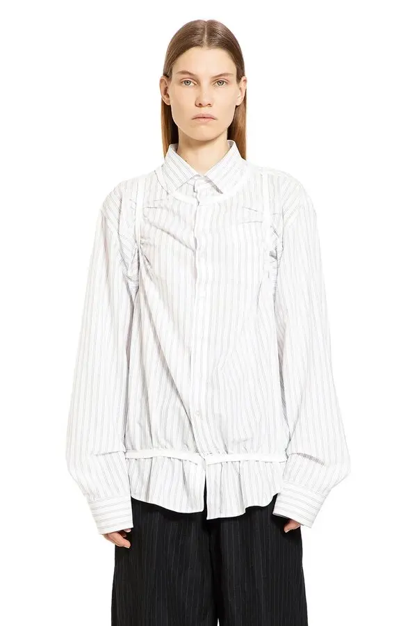 MAISON MARGIELA Striped Cotton Poplin Shirt With Grosgrain Detail