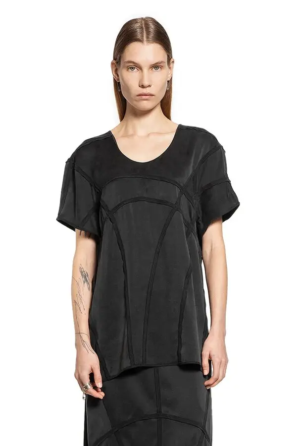 YEHUAFAN Overlock Silk Satin T-shirt