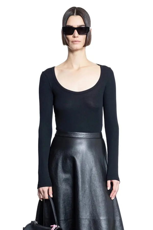 Balenciaga Bb Garderobe Ribbed Modal Scoop Neck Top