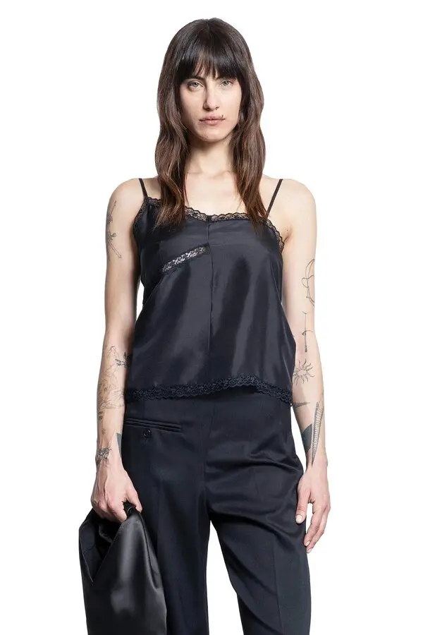 MAISON MARGIELA Silk Camisole With Scalloped Trim - Black