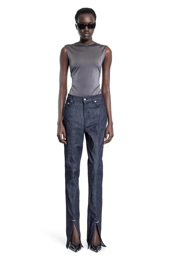 MUGLER Sleeveless Bodysuit With Embossed Shoulder Logos