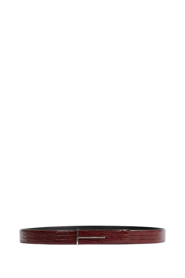 TOM FORD Printed Tejus Reversible T-buckle Belt - Red