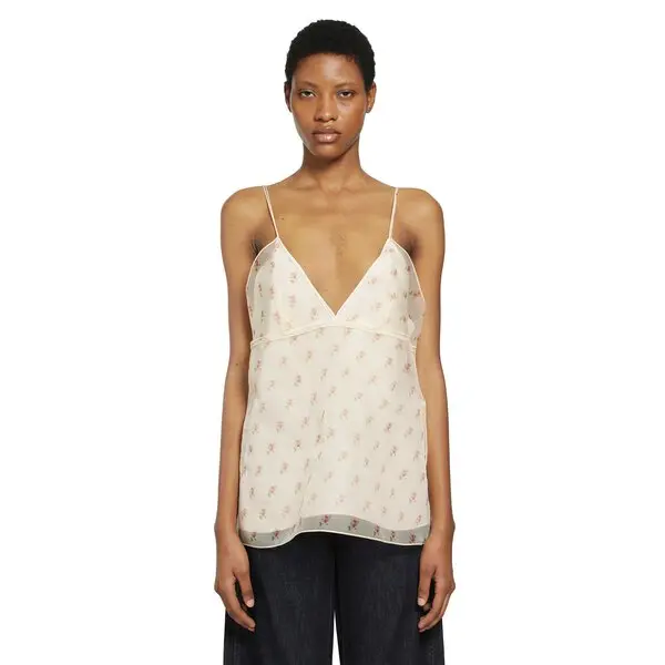 Khaite Timy Printed Silk Organza Camisole
