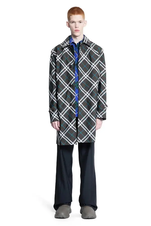 Burberry Check Nylon Mid-length Car Coat