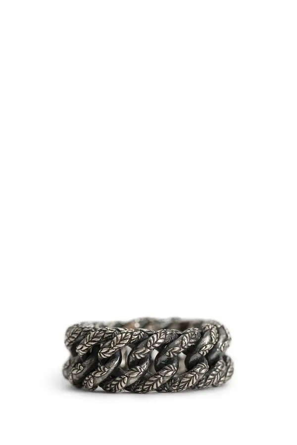 UGO CACCIATORI Sterling Engraved Chain Ring - Silver