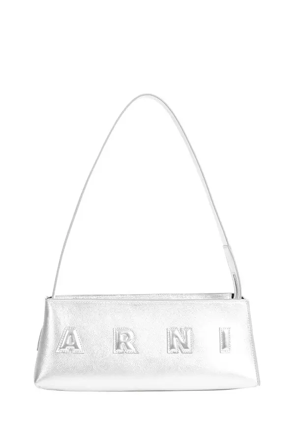 Marni Leather Museo Baguette Bag - Silver