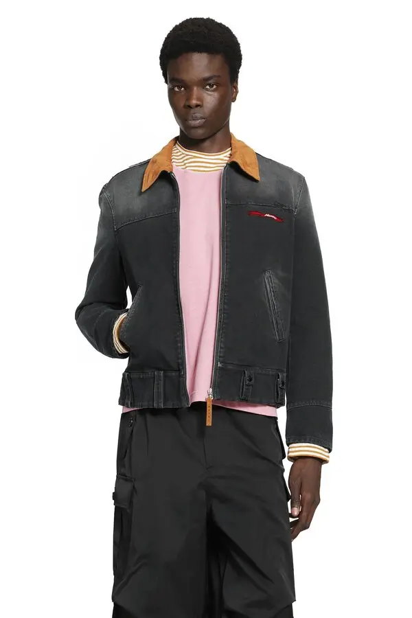 Marni Canvas Jacket With Contrast Collar - Black