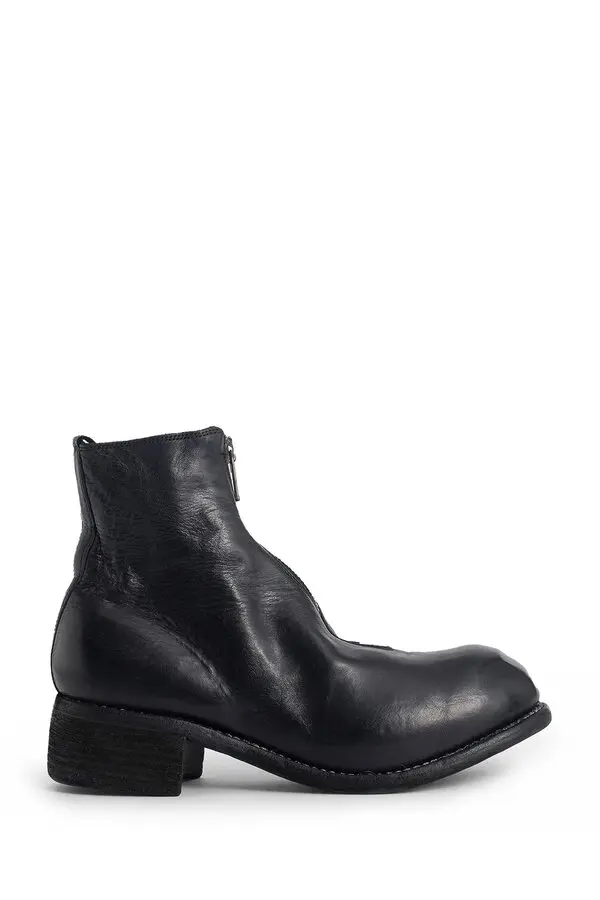 Guidi Full Grain Horse Leather Zip Up Ankle Boots - Black