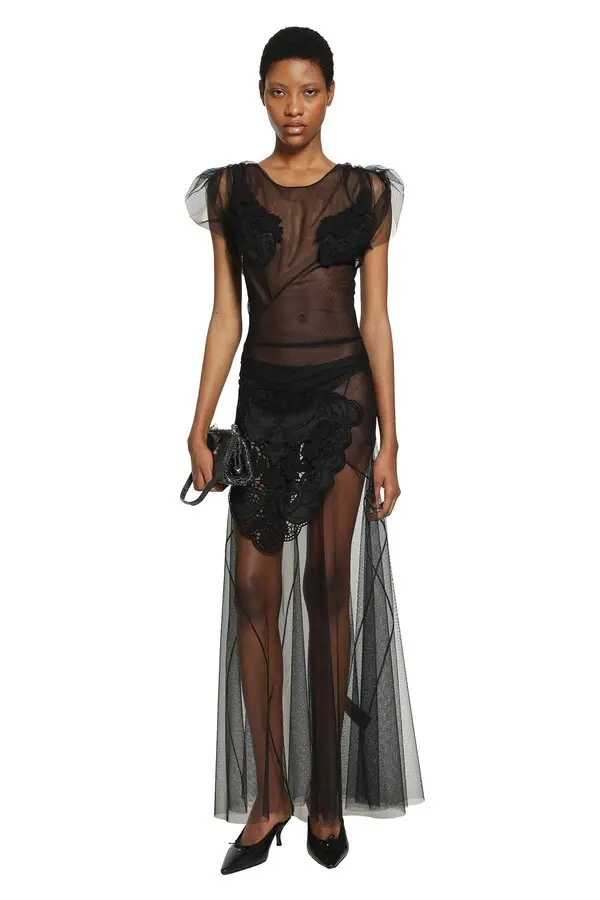 VIVIENNE WESTWOOD Justina Sheer Tulle And Lace Maxi Dress