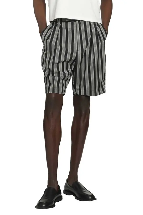Versace Pinstripe Wool Tailored Shorts - Grey