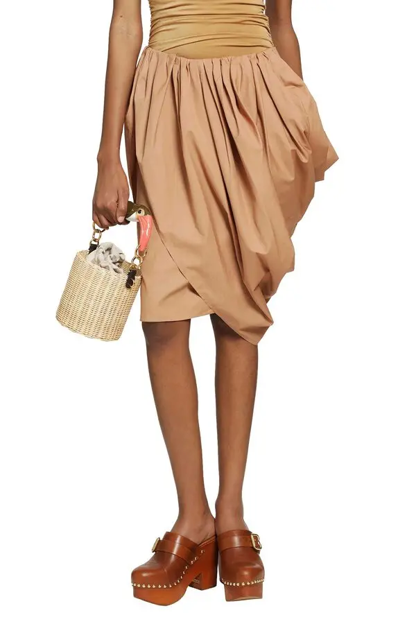 Chloé Knee-length Wrap Skirt In Organic Cotton Poplin - Brown