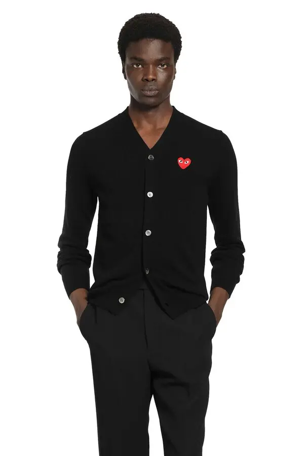 Play Comme Des Garcon Heart Wool Cardigan