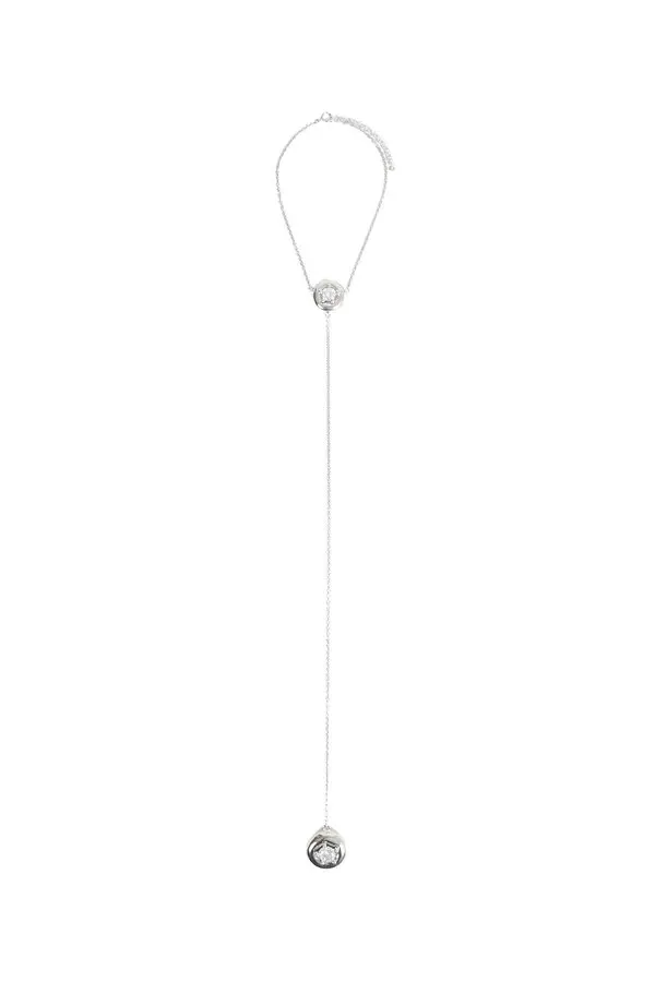 PANCONESI Blow Up Crystal Tie Necklace - Silver