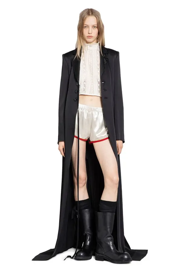 ANN DEMEULEMEESTER Long Cady Satin Coat - Black