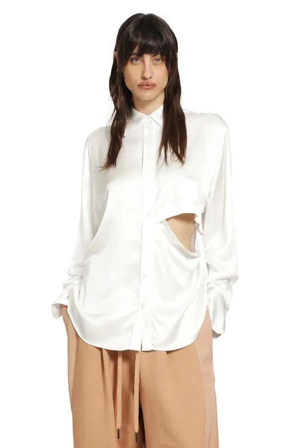 ANDREA YA AQOV Viscose Satin Cut-out Shirt