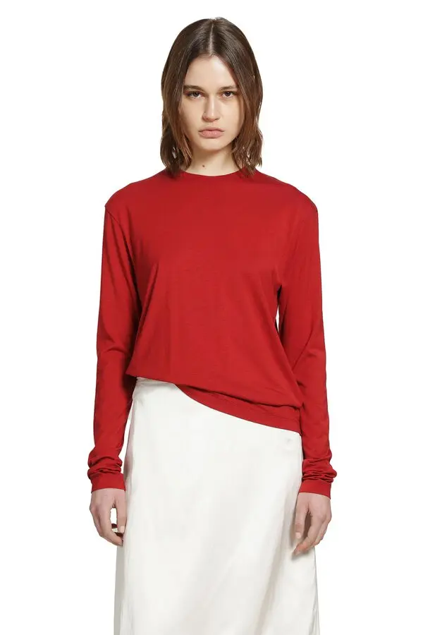 TOTEME Classic Long Sleeve Tee In Tencel-cotton Jersey - Red