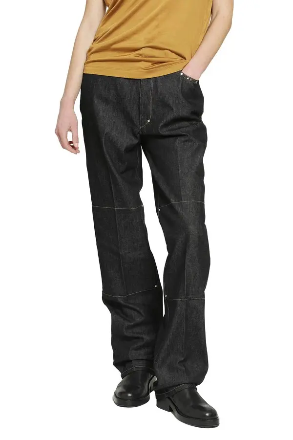 LEMAIRE High-waisted Straight Leg Pants With Asymmetrical Stud Detailing
