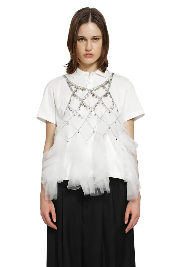 Noir Kei Ninomiya Metallic Star Chain Crop Top