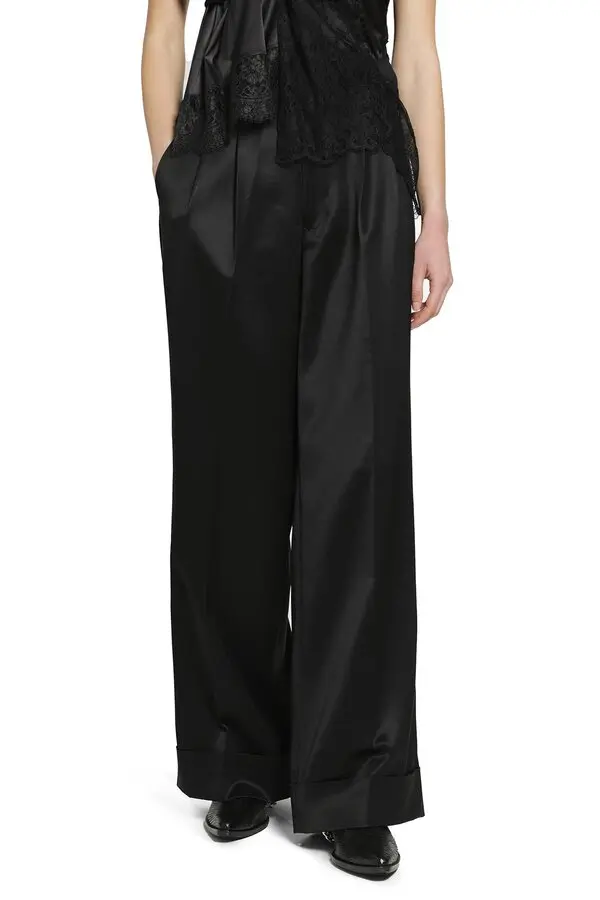 Junya Watanabe Pleated Wide-leg Satin Trousers