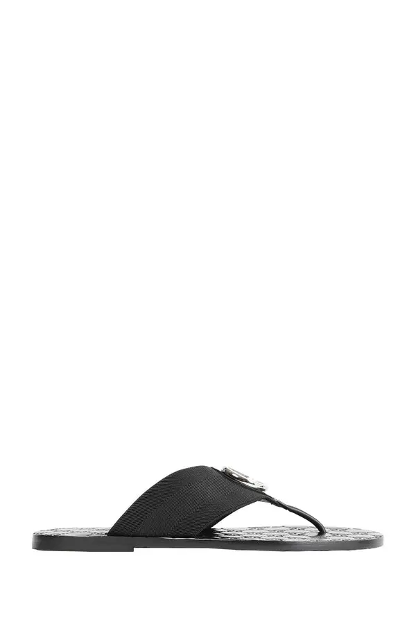 Gucci Embossed Gg Riviera Thong Sandals - Black